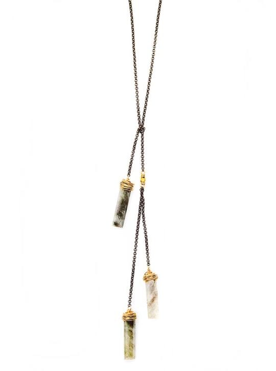 Silverite Triple Rectangle Lariat Necklace - Bloom Jewelry